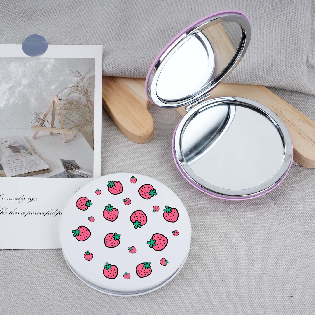 Cute Strawberry Pocket Mirror, Kawaii Compact Mirror for Girl, Woman ...