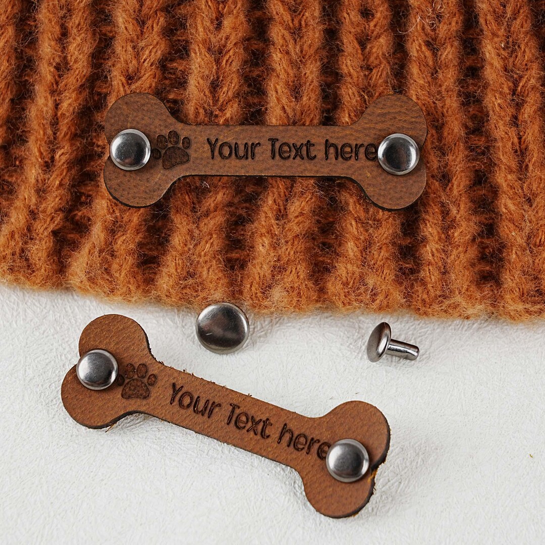 Personalized Bone Leather Labels, Custom Text Leather Tags, Bone Tags ...