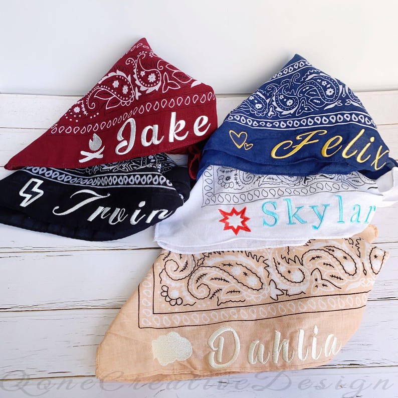 Custom Embroidered Name Bandana, Bandana for Bridesmaids, Bachelorette ...