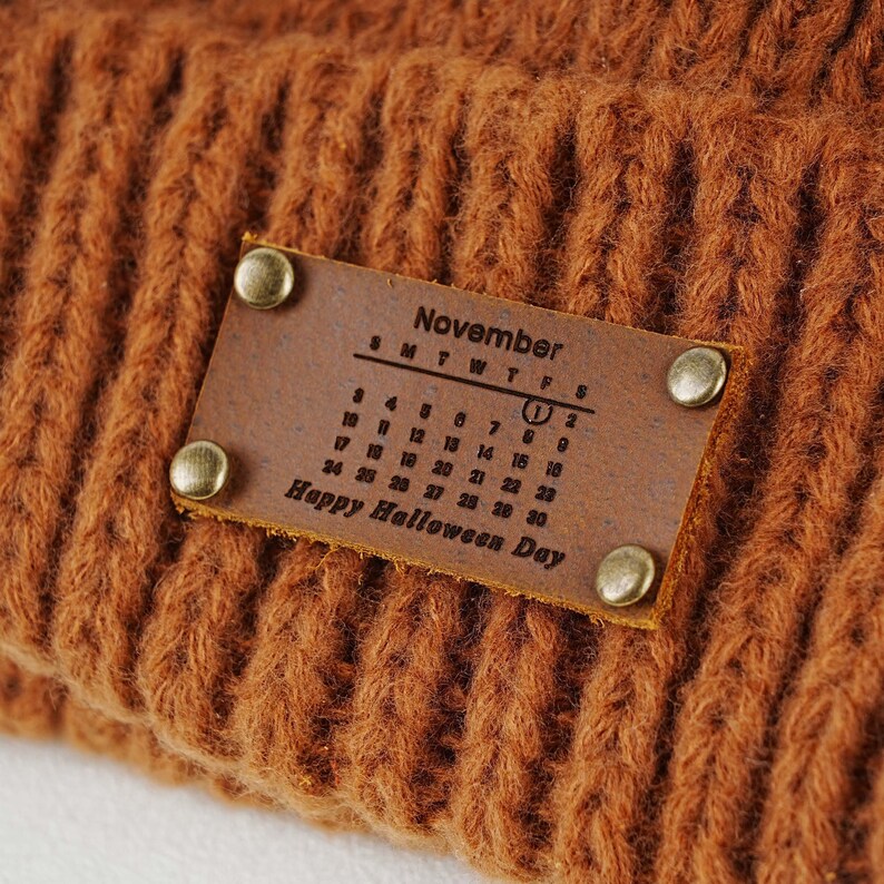 Personalized Calendar Leather Labels, Calendar Tag for Handmade Items ...