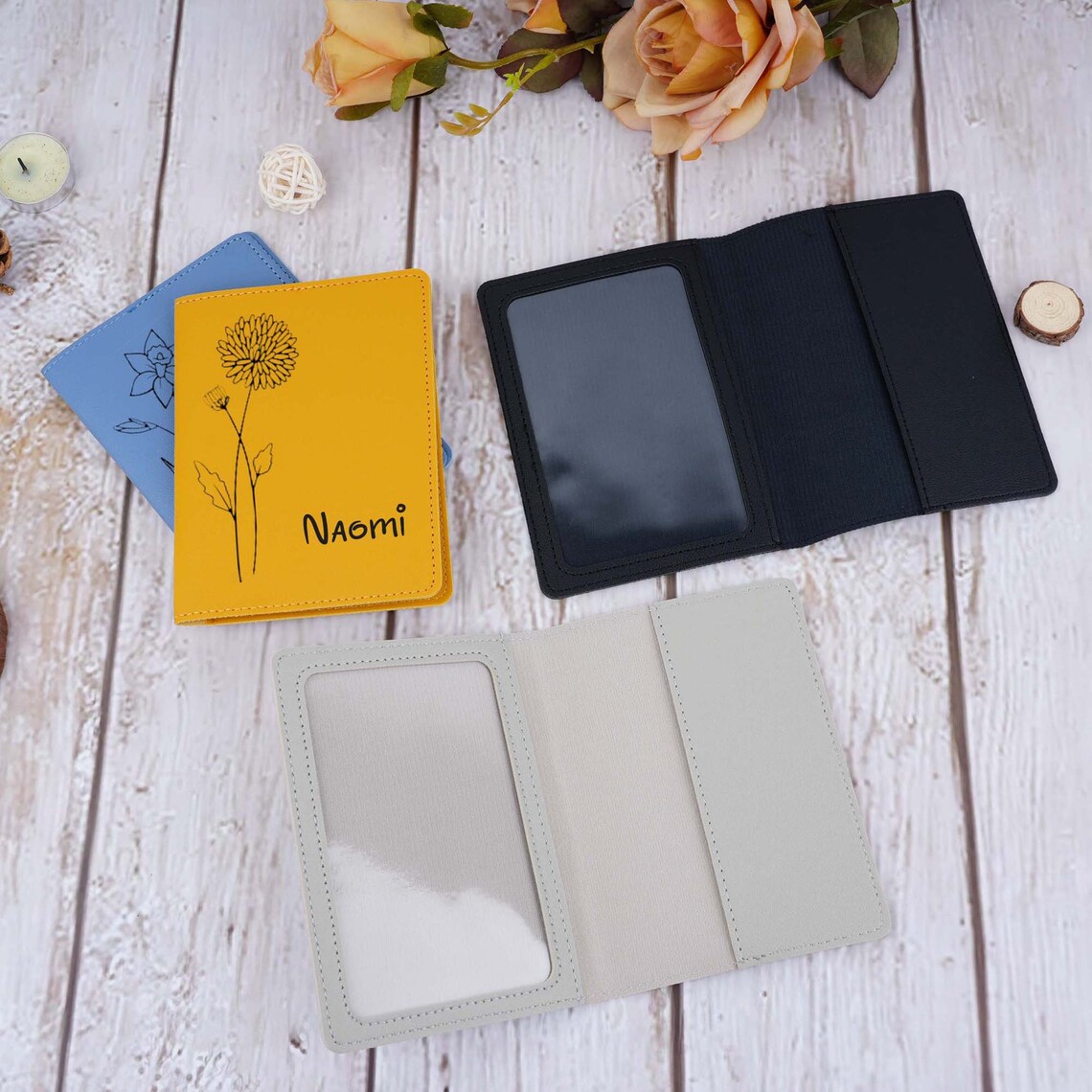 Custom Birth Flower Passport Cover With Name, Personalized Leather ...