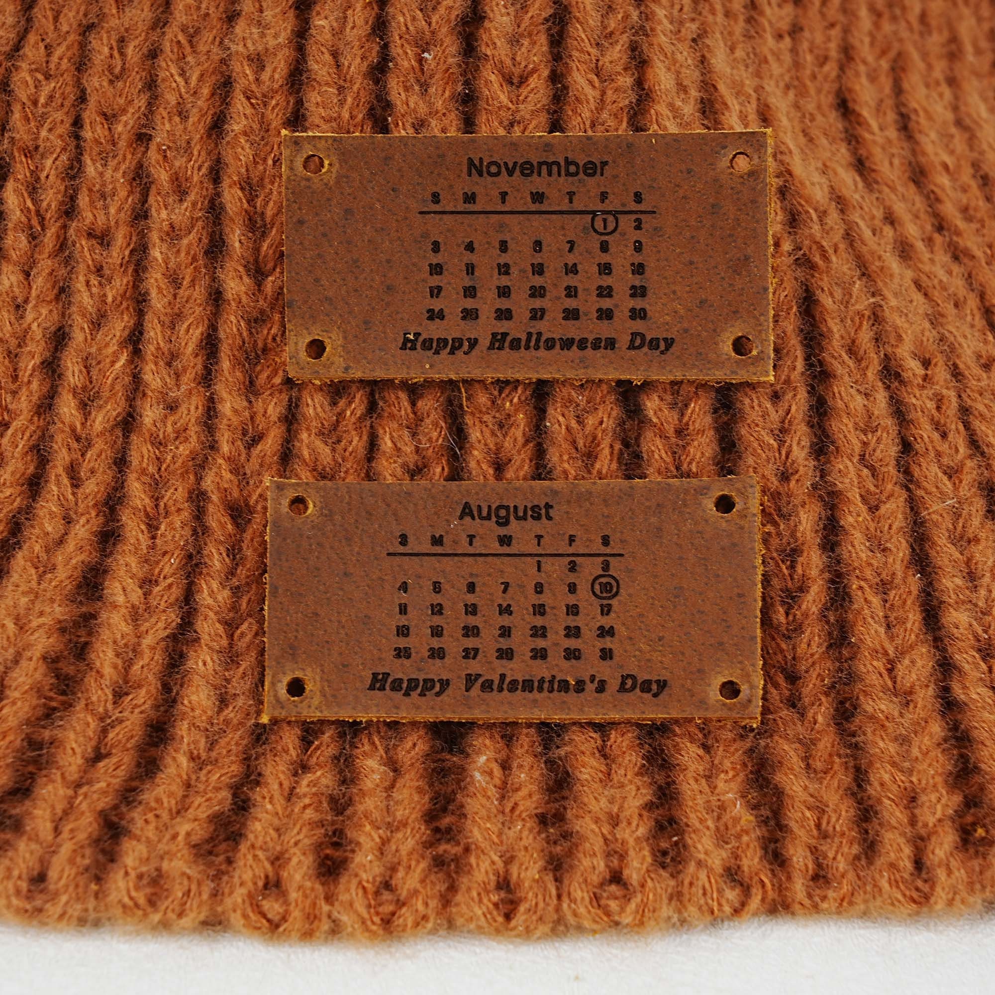 Personalized Calendar Leather Labels, Calendar Tag for Handmade Items ...