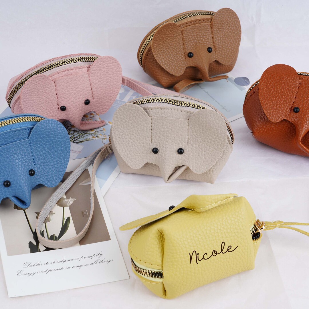 Personalized Elephant Coin Purse, Custom Name Coin Pouch, Handmade ...