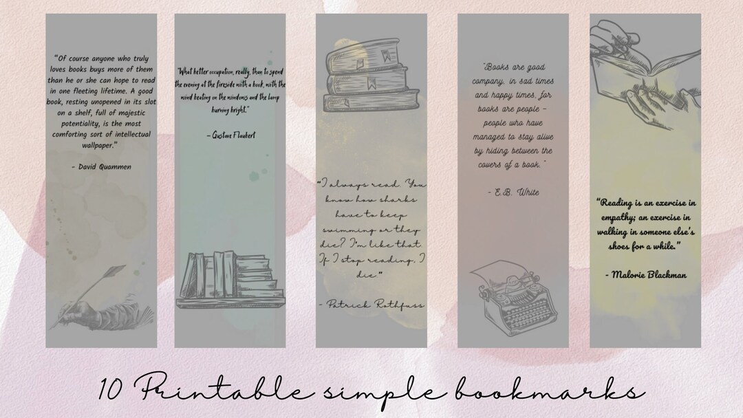 10 Printable Quotes Bookmarks, Bookmarks Set, Bookmarks Gift, Reading ...