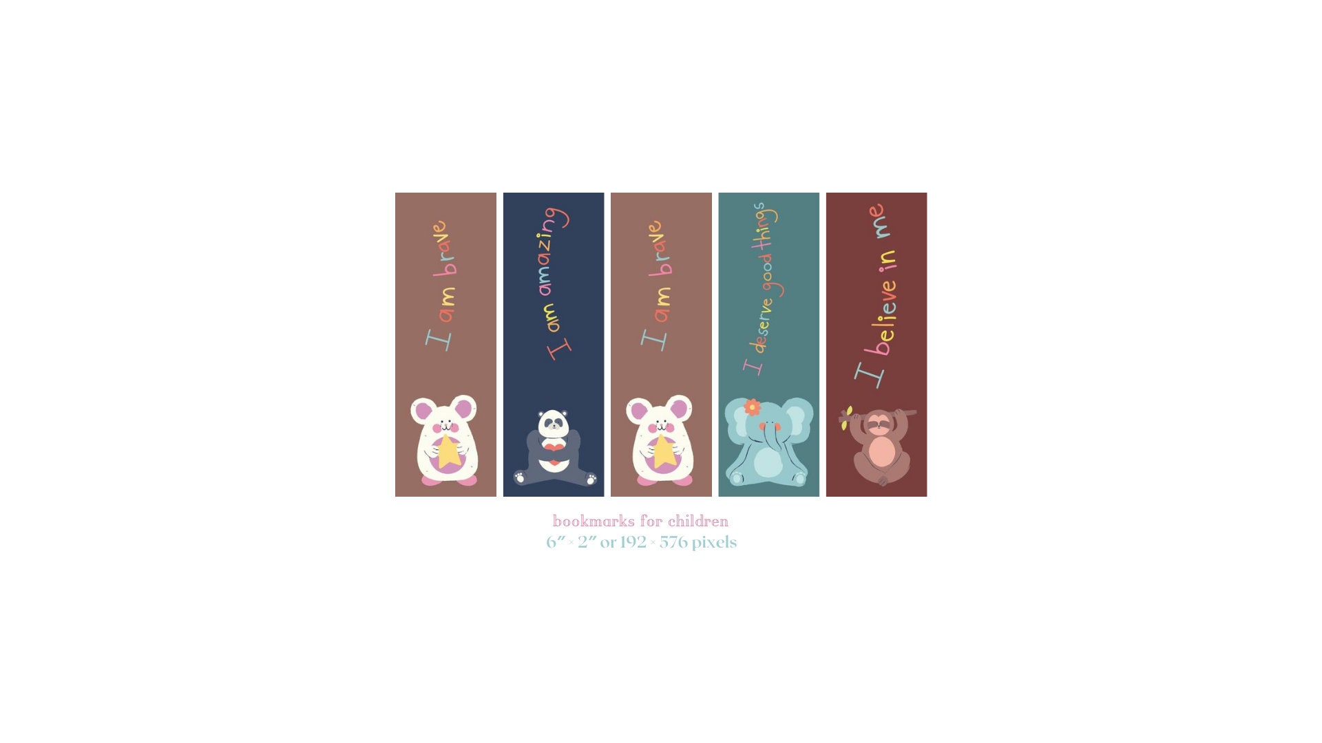 5 Printable Children Bookmarks, Daily Affirmation, Set of Bookmarks ...