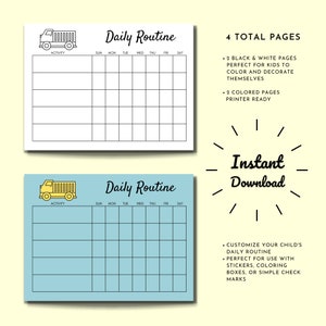 Minimalist Daily Routine Chart for Kids - Etsy Australia