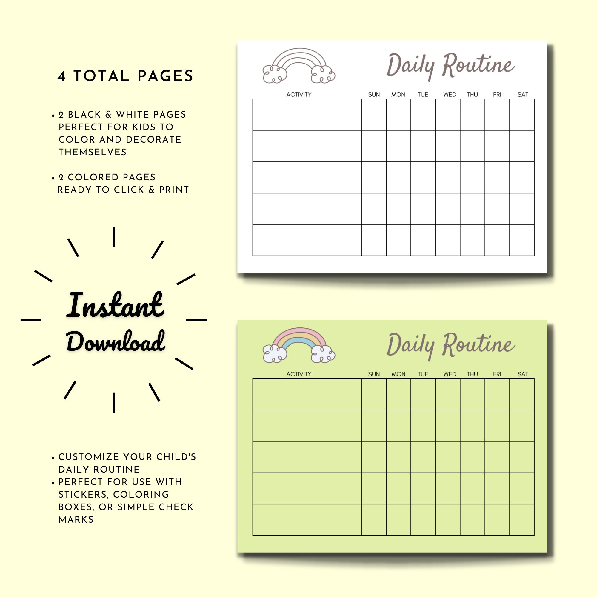 Minimalist Daily Routine Chart for Kids - Etsy Australia