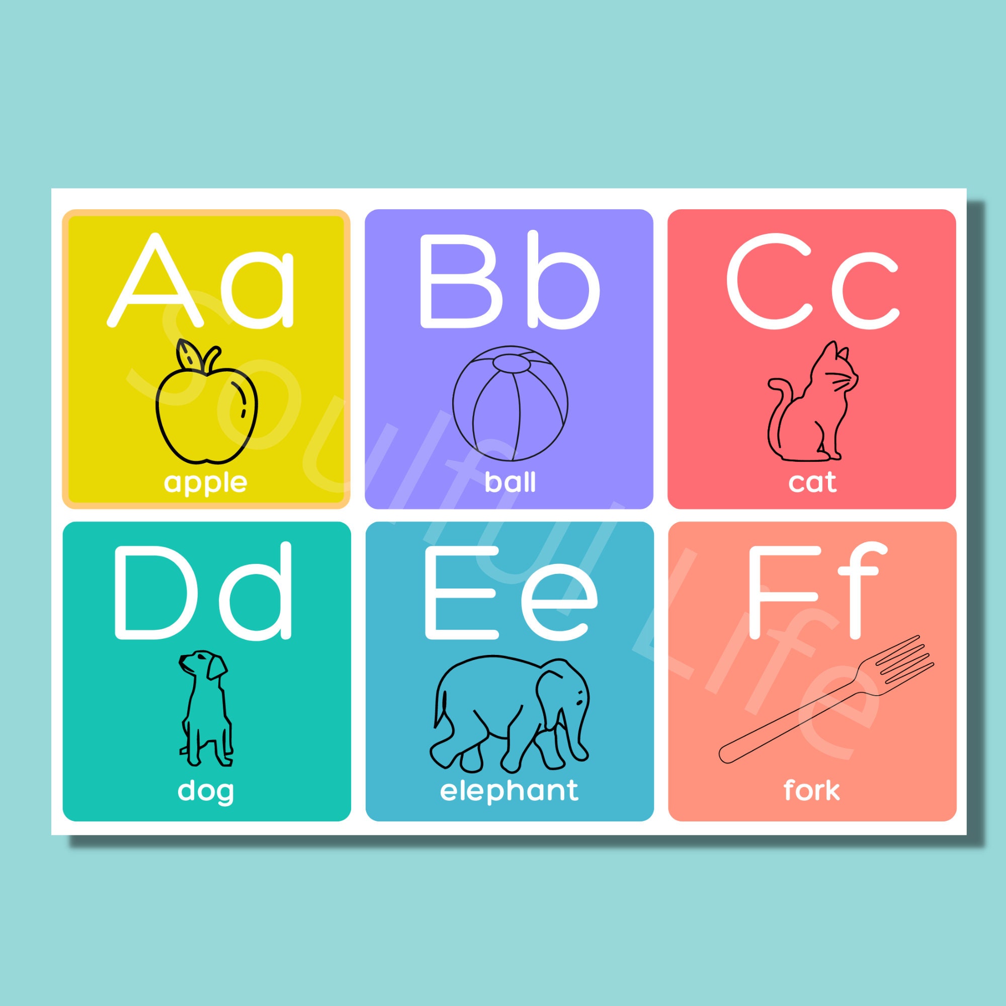 Simple Line Drawing Alphabet Flashcards - Etsy Canada