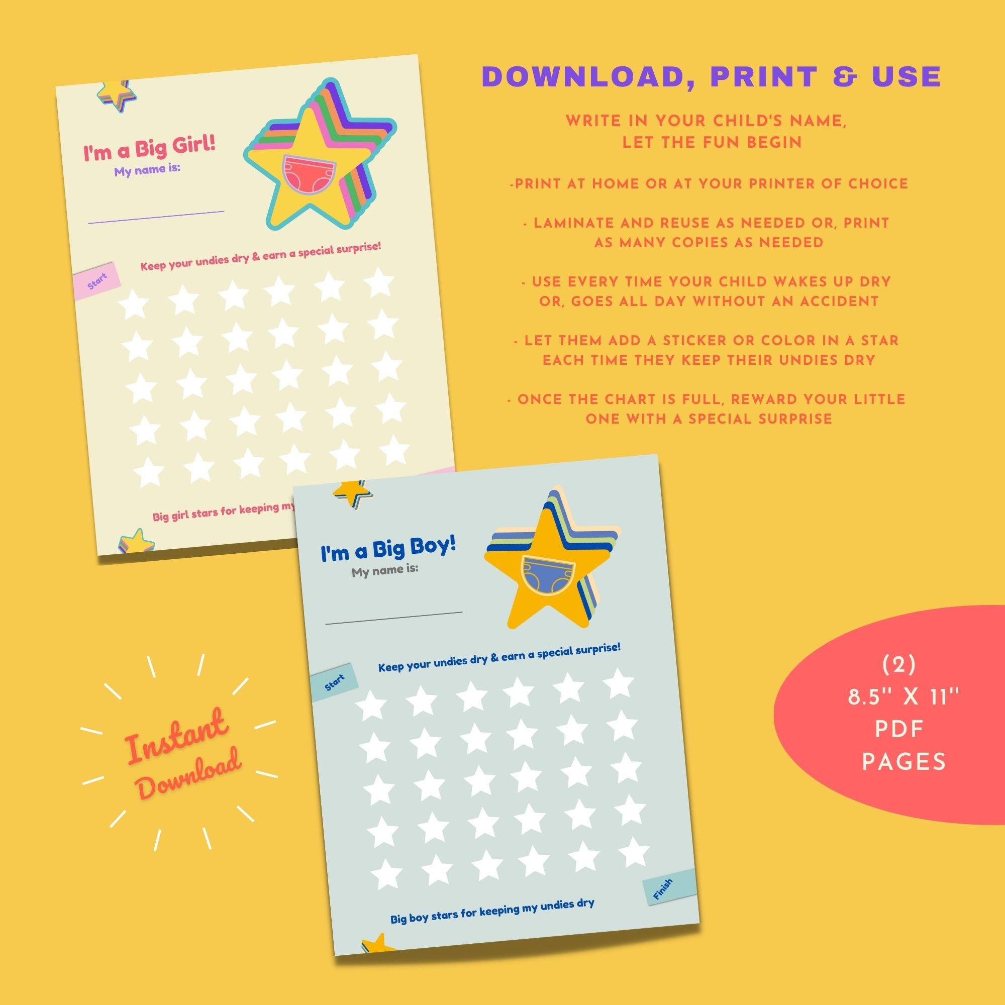 Minimalist Dry Undies Chart for Kids & Toddlers - Etsy