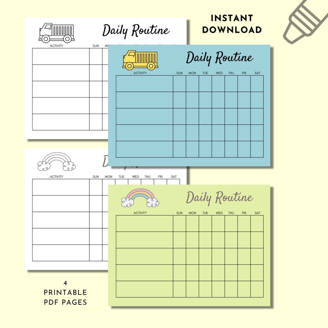 Minimalist Daily Routine Chart for Kids - Etsy
