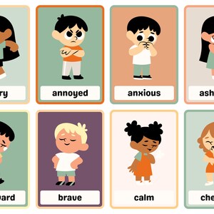 Colorful Character Emotions Flashcard - Etsy