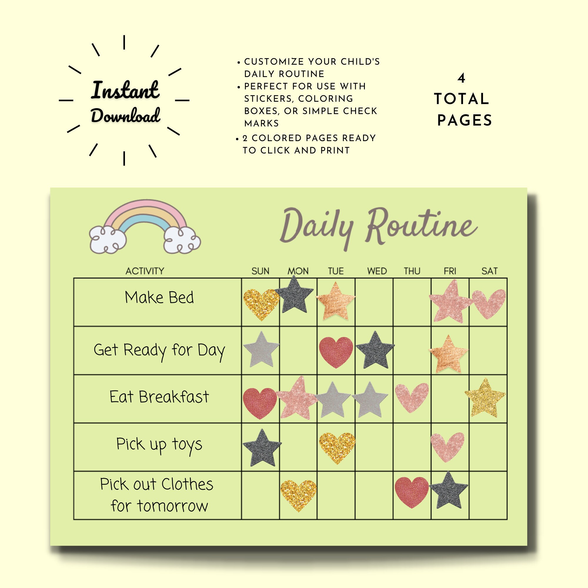 Minimalist Daily Routine Chart for Kids - Etsy Australia