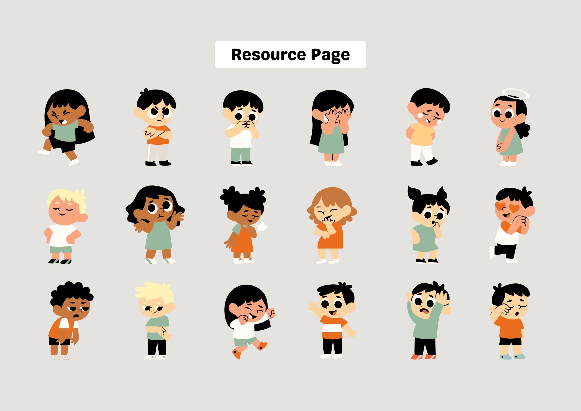 Colorful Character Emotions Flashcard - Etsy