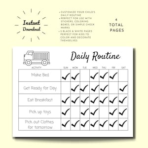 Minimalist Daily Routine Chart for Kids - Etsy Australia