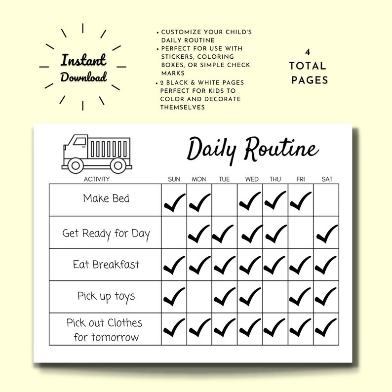 Minimalist Daily Routine Chart for Kids - Etsy Australia