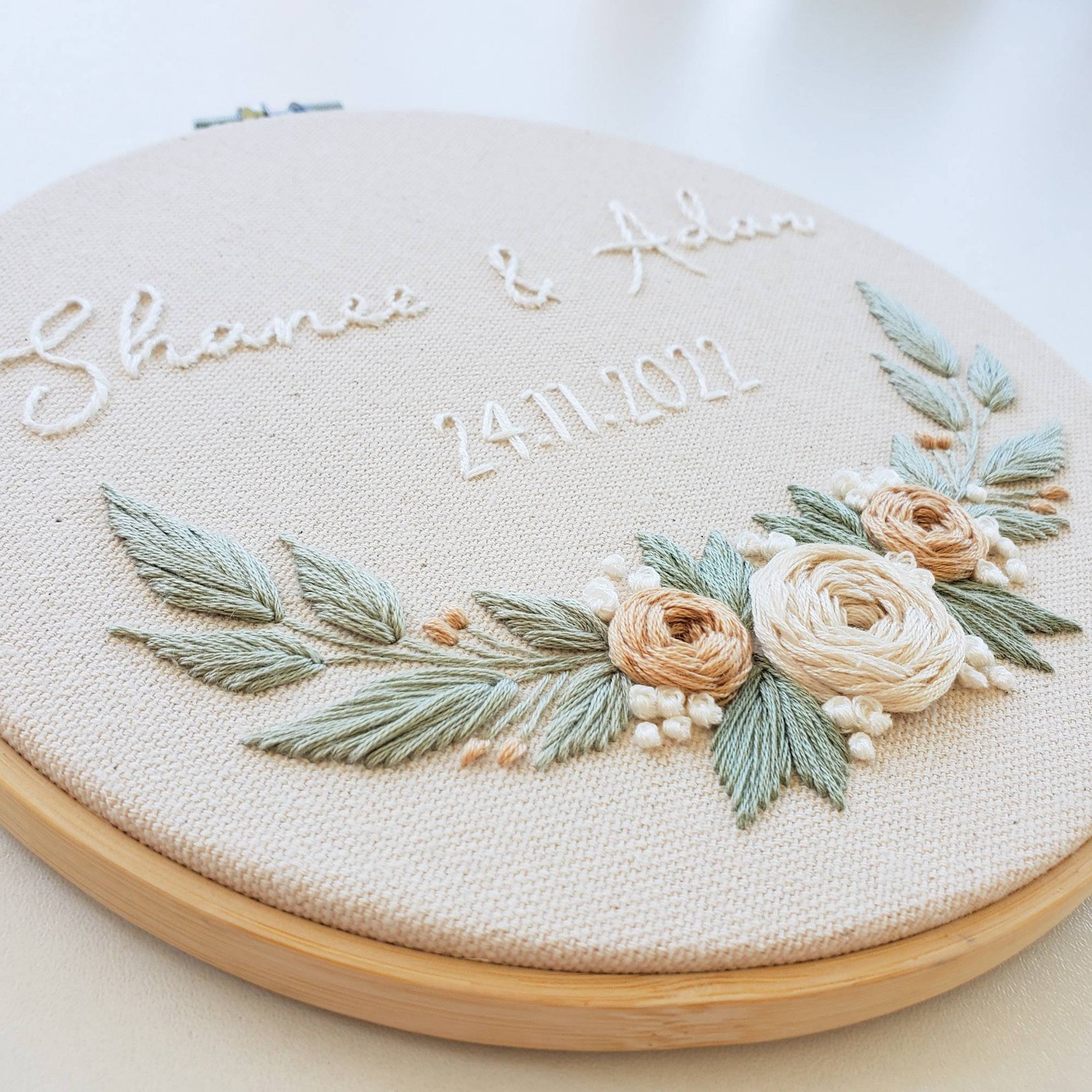 Personalized Wedding Embroidery Ring Bearer Pillow Wall - Etsy