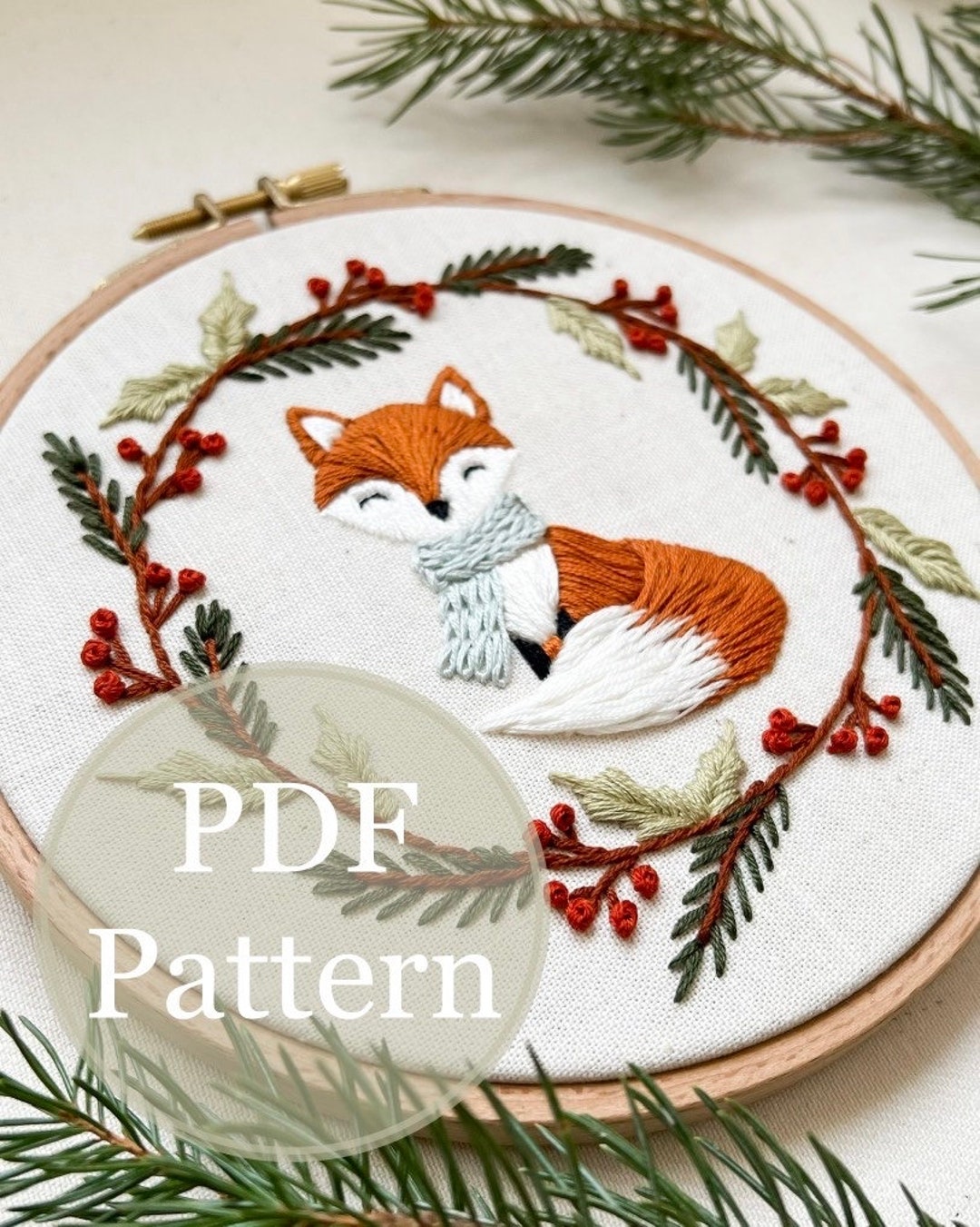 Winter Fox Embroidery Pattern PDF Embroidery Pattern - Etsy