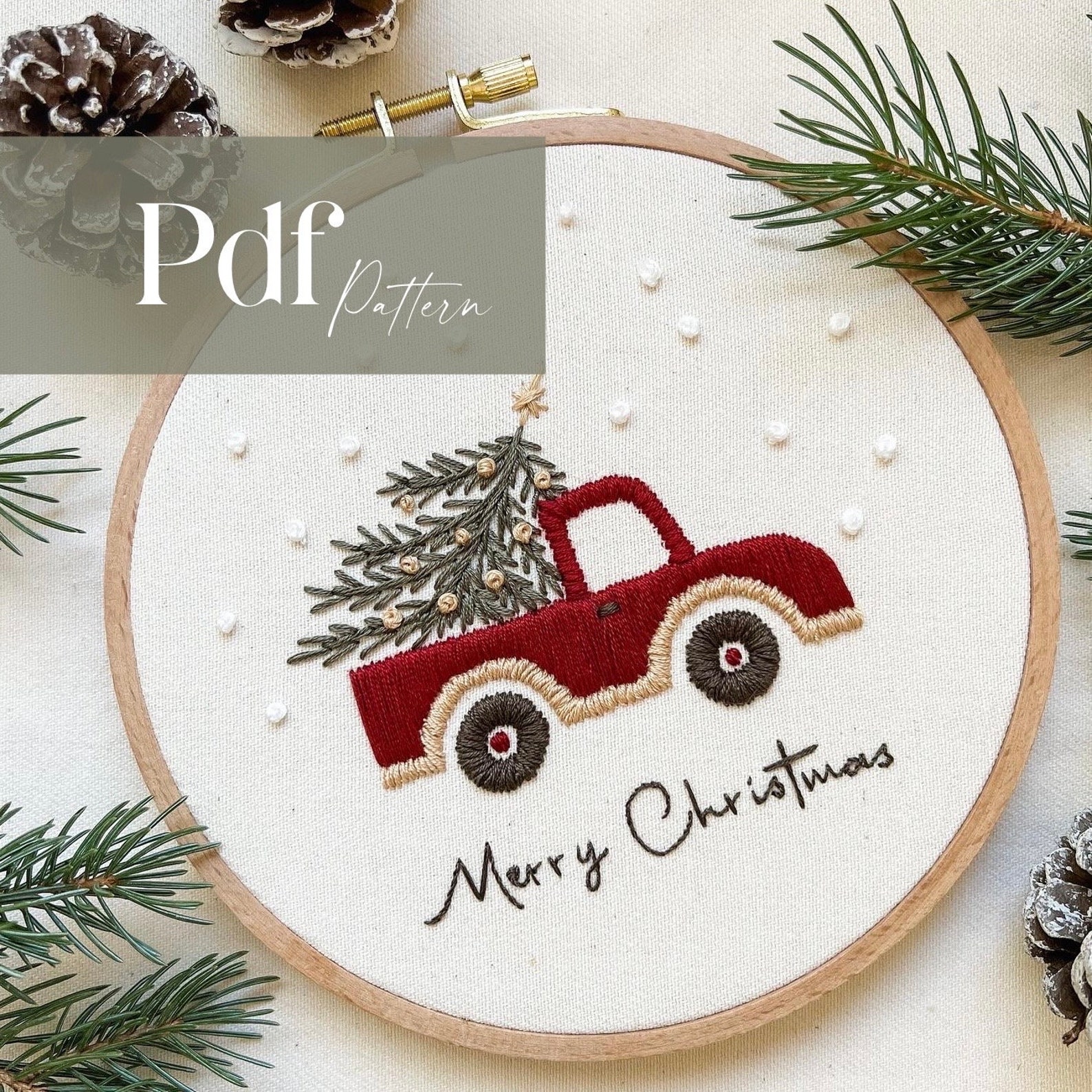 Weihnachtstruck mit Baum Stickmuster PDF Stickmuster - Etsy.de