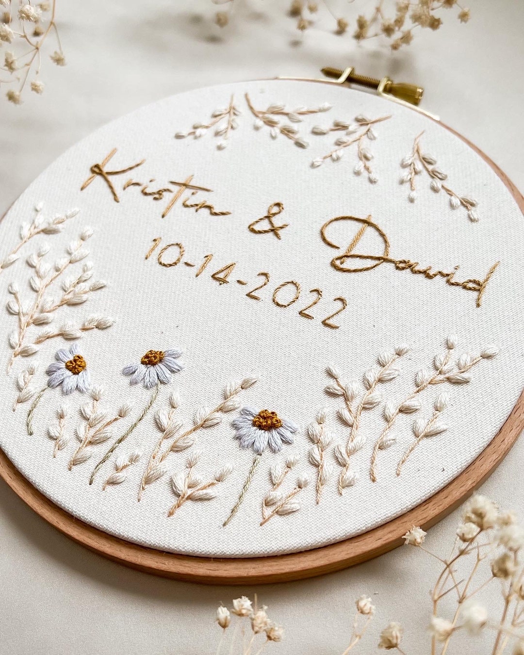 Custom Wedding Embroidery Hoop, Personalized Couple Names & Date, Hand ...