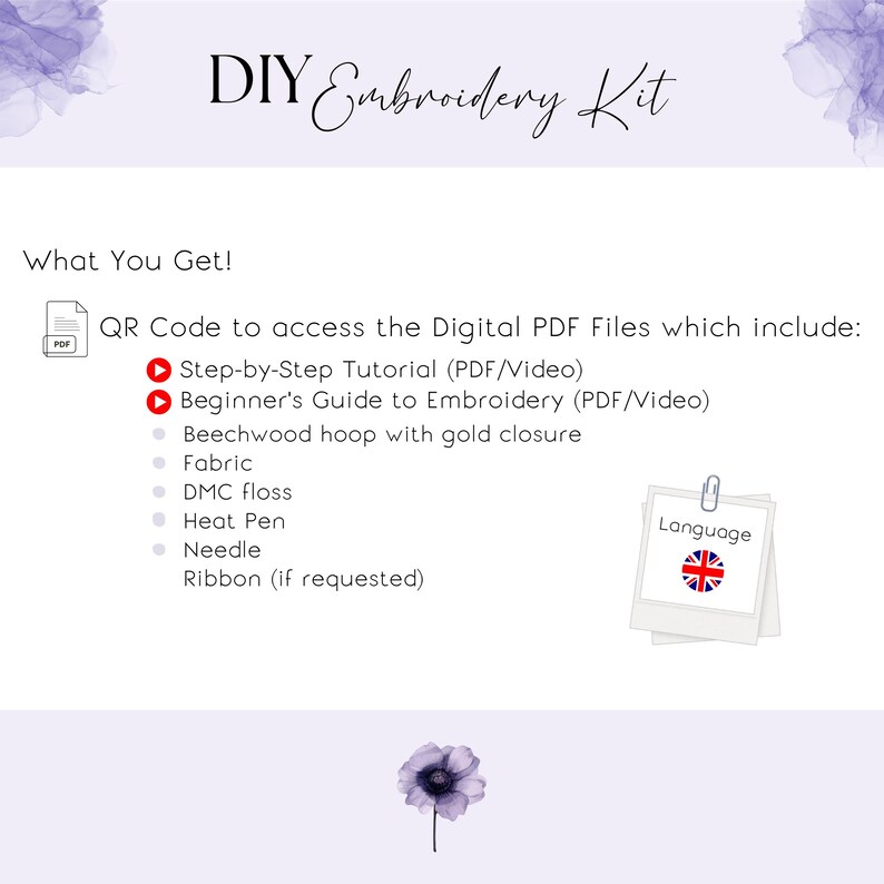 Kit de bordado DIY / Millie - Margaritas y mariposas / Patrón PDF ...