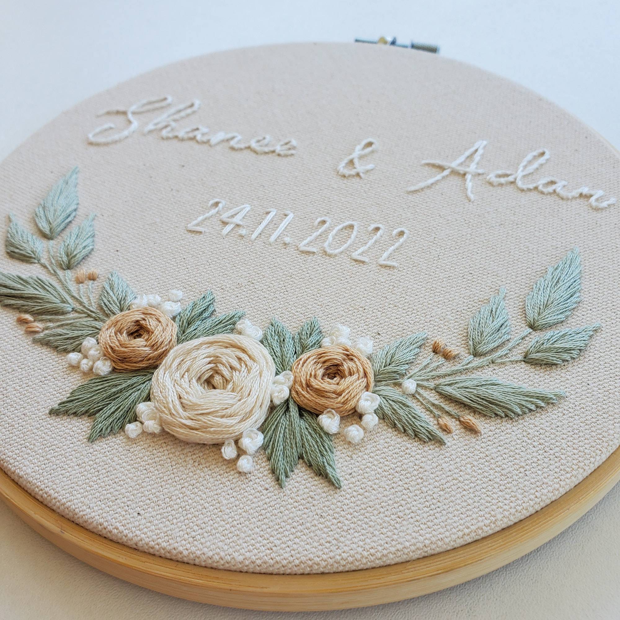 Personalized Wedding Embroidery Ring Bearer Pillow Wall - Etsy
