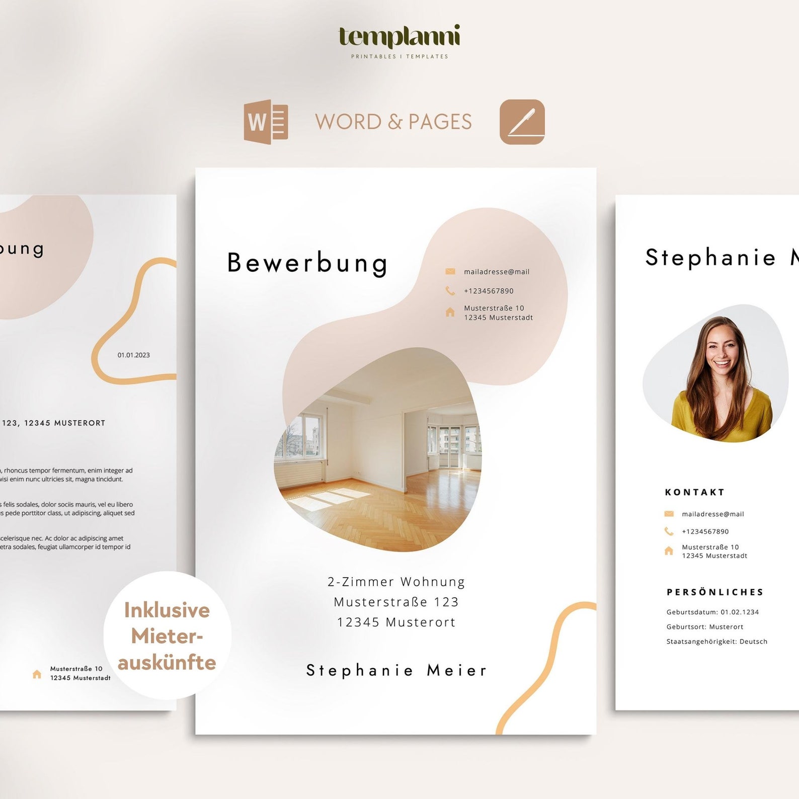 Wohnungsbewerbung Single Bewerbungsvorlage Deutsch Word Vorlage ...