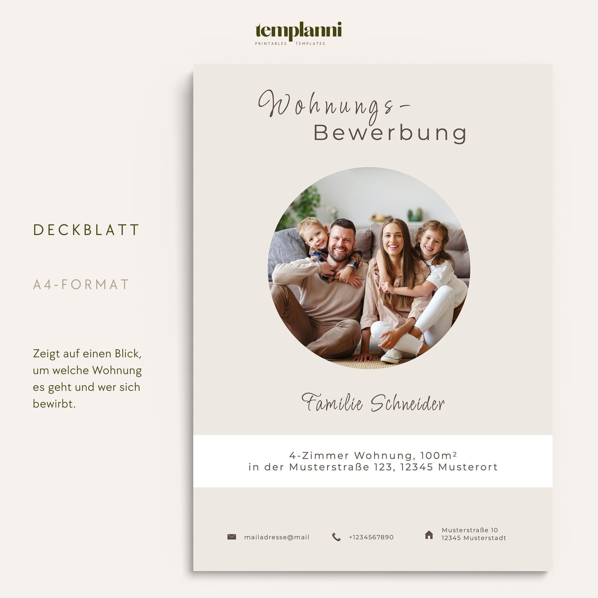 Wohnungsbewerbung Familie Bewerbungsvorlage Deutsch Word Vorlage ...