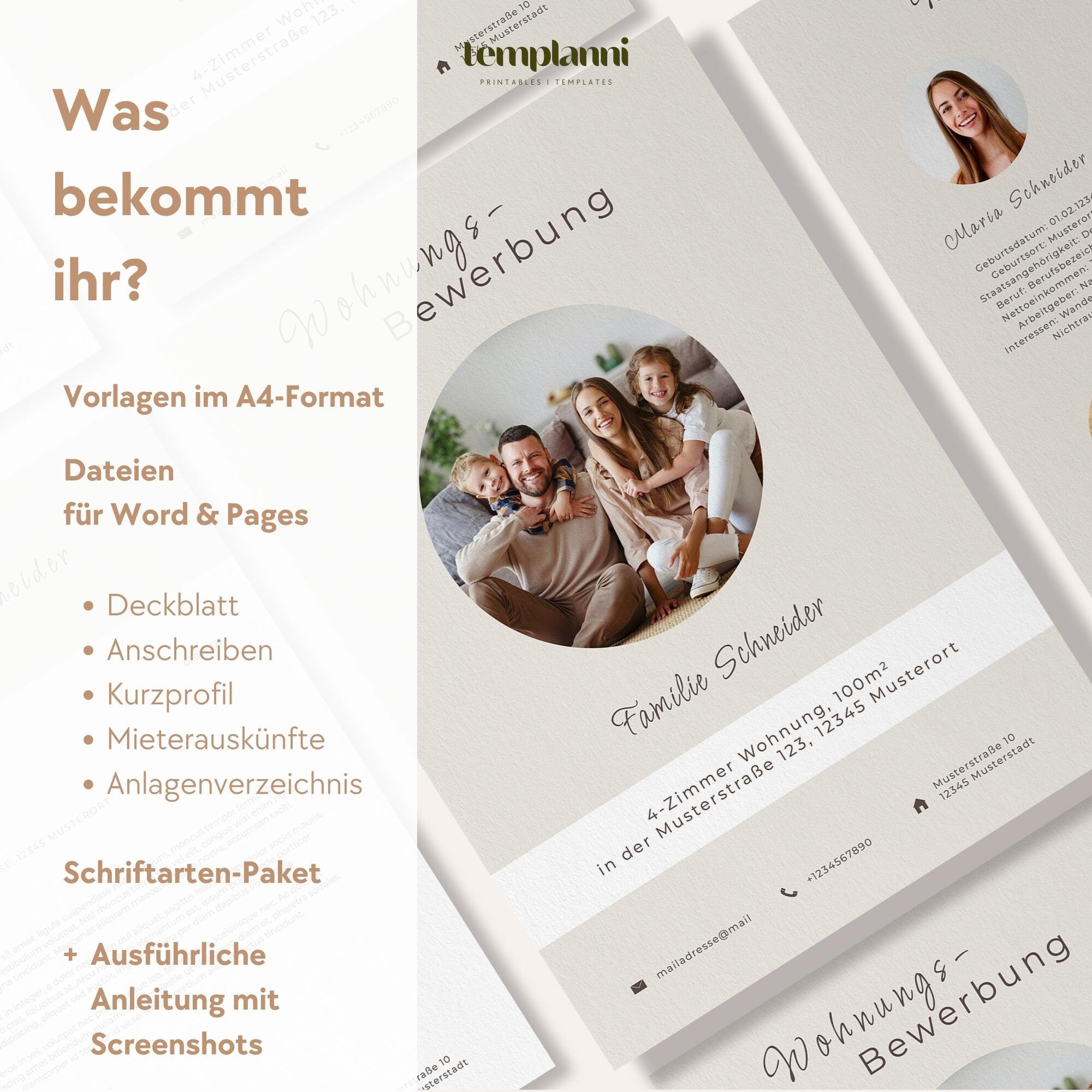 Wohnungsbewerbung Familie Bewerbungsvorlage Deutsch Word Vorlage ...