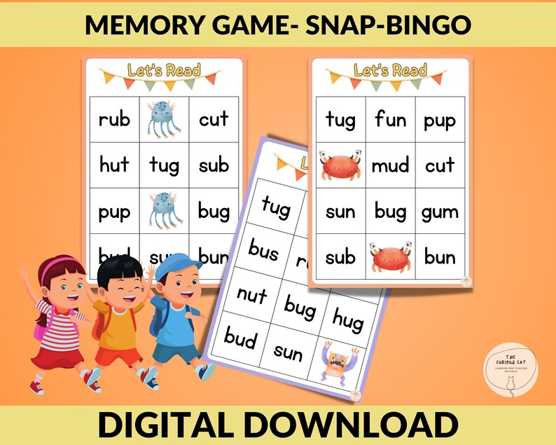 Phonics CVC for Kindergarten, Daycare Literacy CVC Bingo and Card Games ...