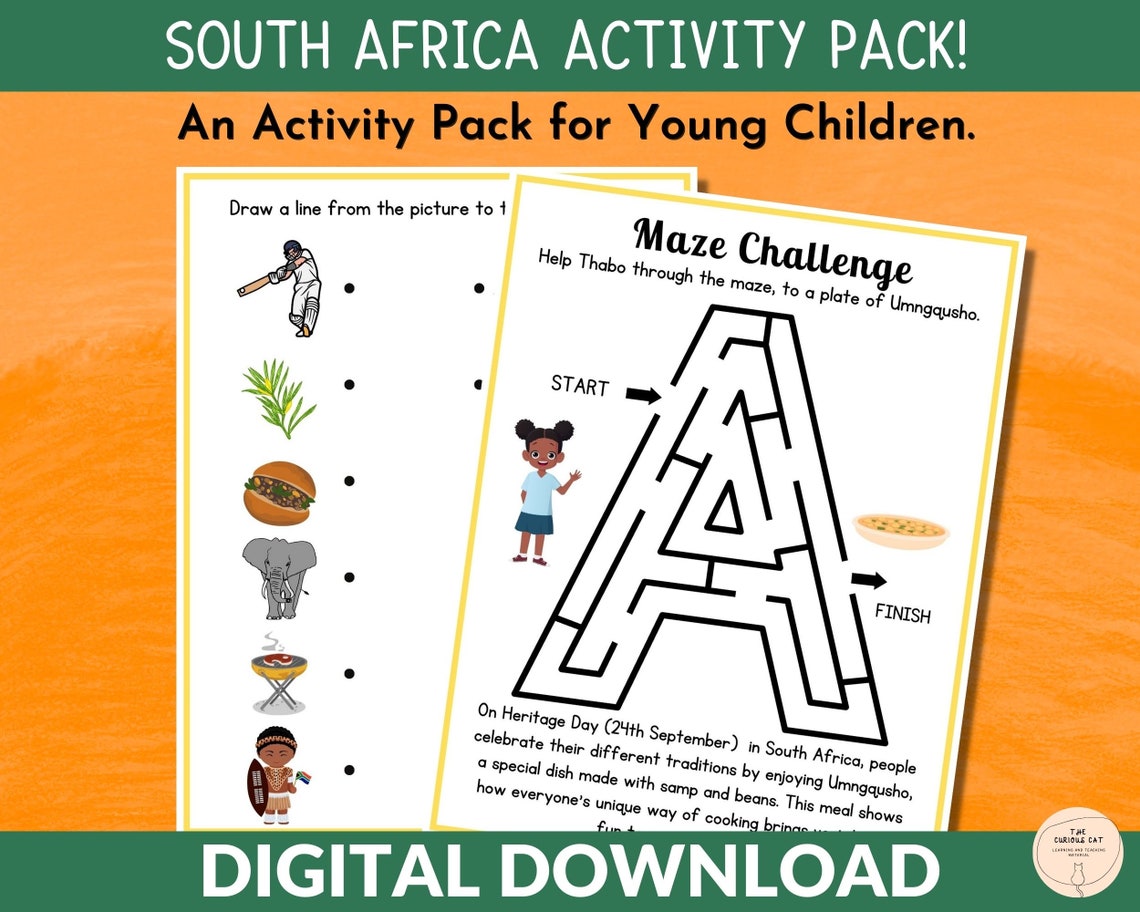 Printable South Africa Kids Activity Pack Travel Worksheets Activities ...
