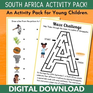 Printable South Africa Kids Activity Pack Travel Worksheets Activities ...