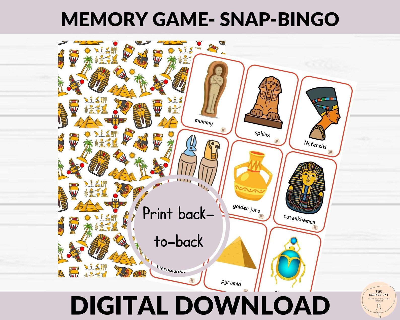 Egyptian-themed Game Set, Kids Printable Games, Ancient Egypt, Bingo ...