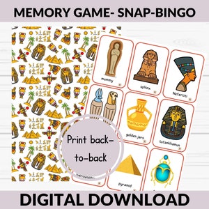 Egyptian-themed Game Set, Kids Printable Games, Ancient Egypt, Bingo ...