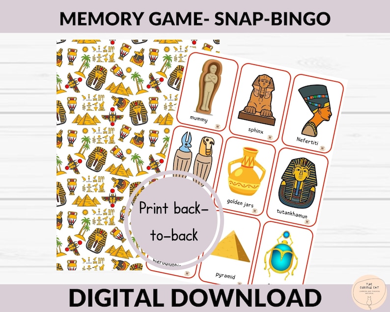 Egyptian-themed Game Set, Kids Printable Games, Ancient Egypt, Bingo ...