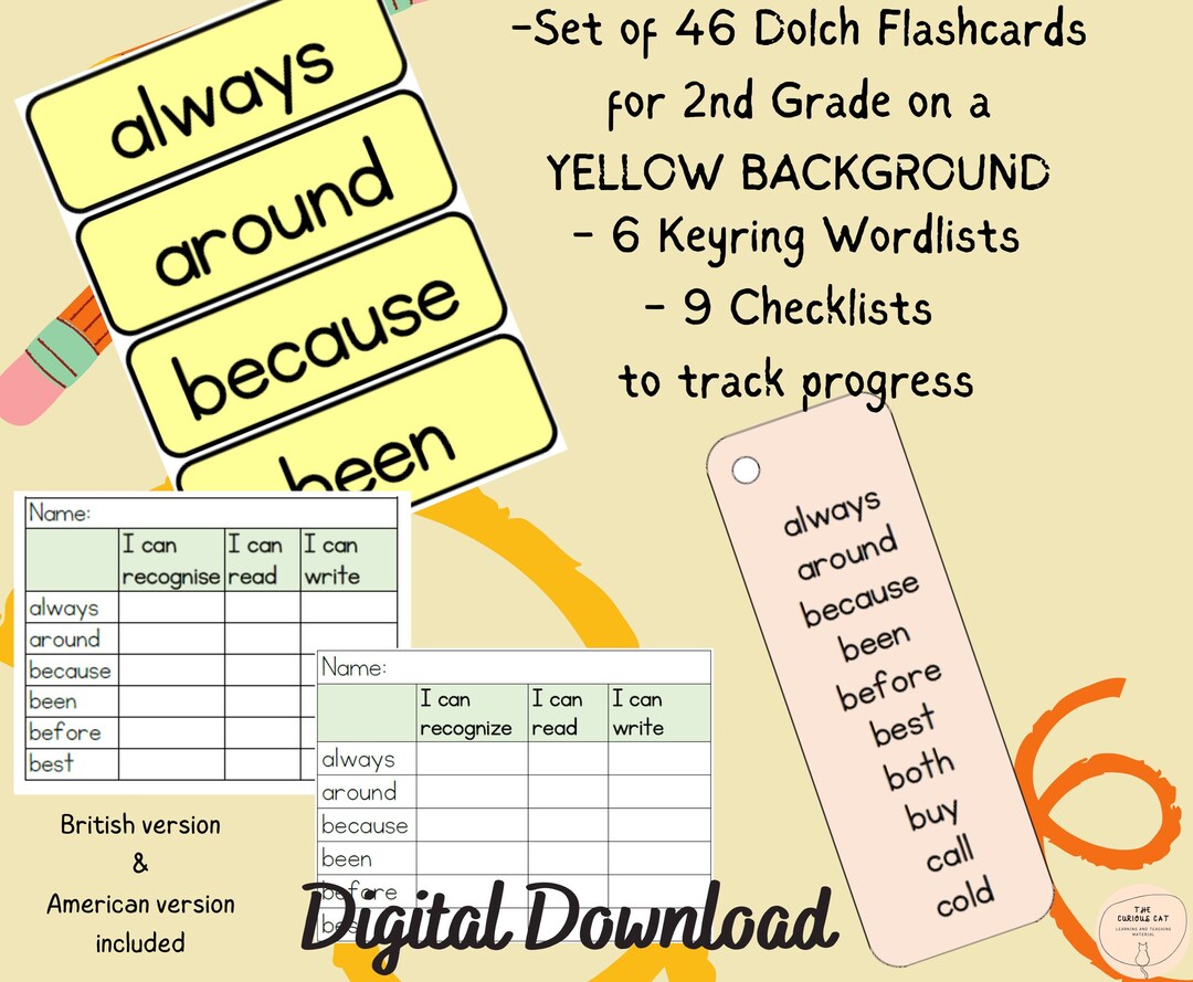 Year 2 Sight Words 2nd Grade Flashcards Wordlists - Etsy