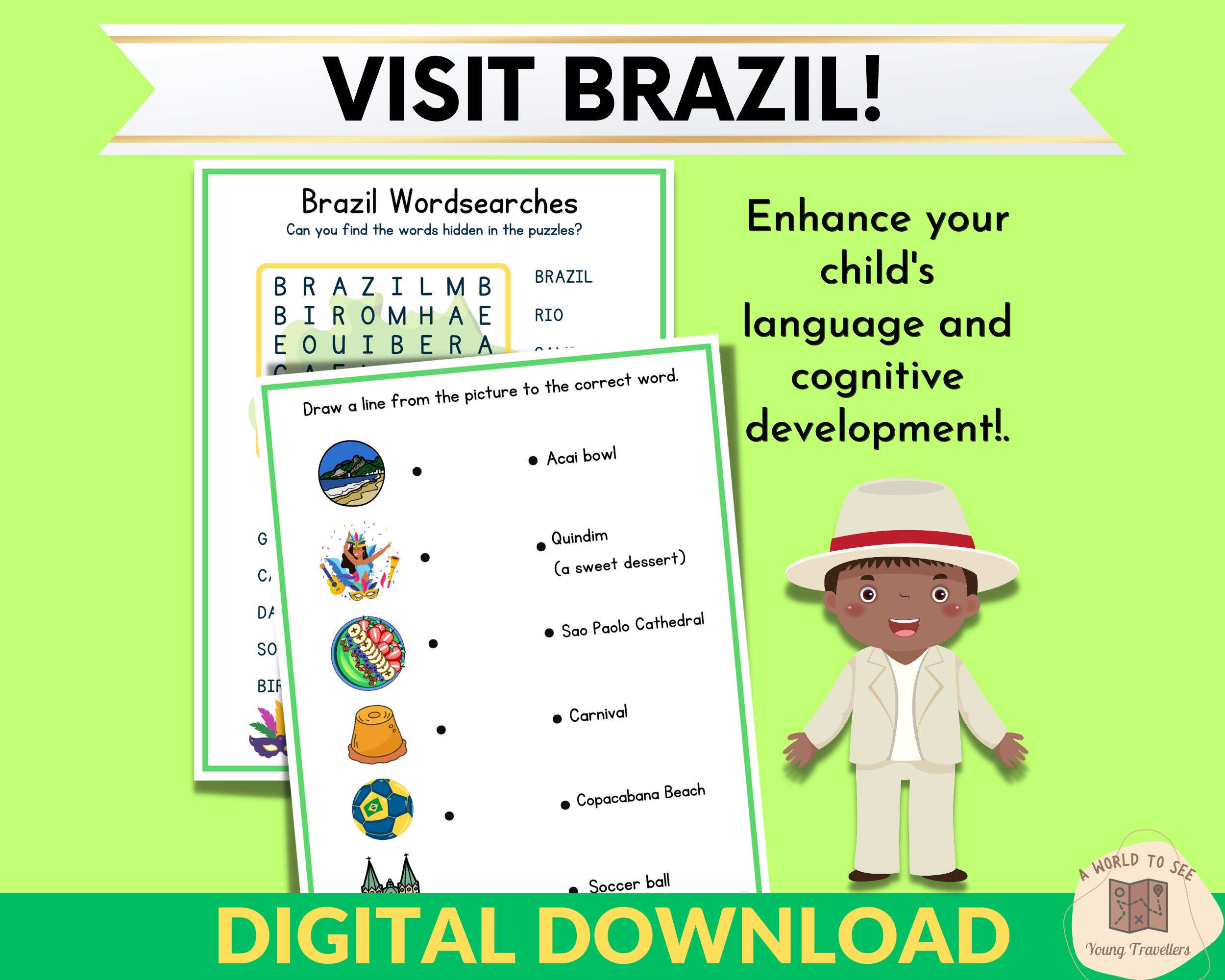 Brazil Worksheets A Learning & Travel Pack for Young Children Kids ...