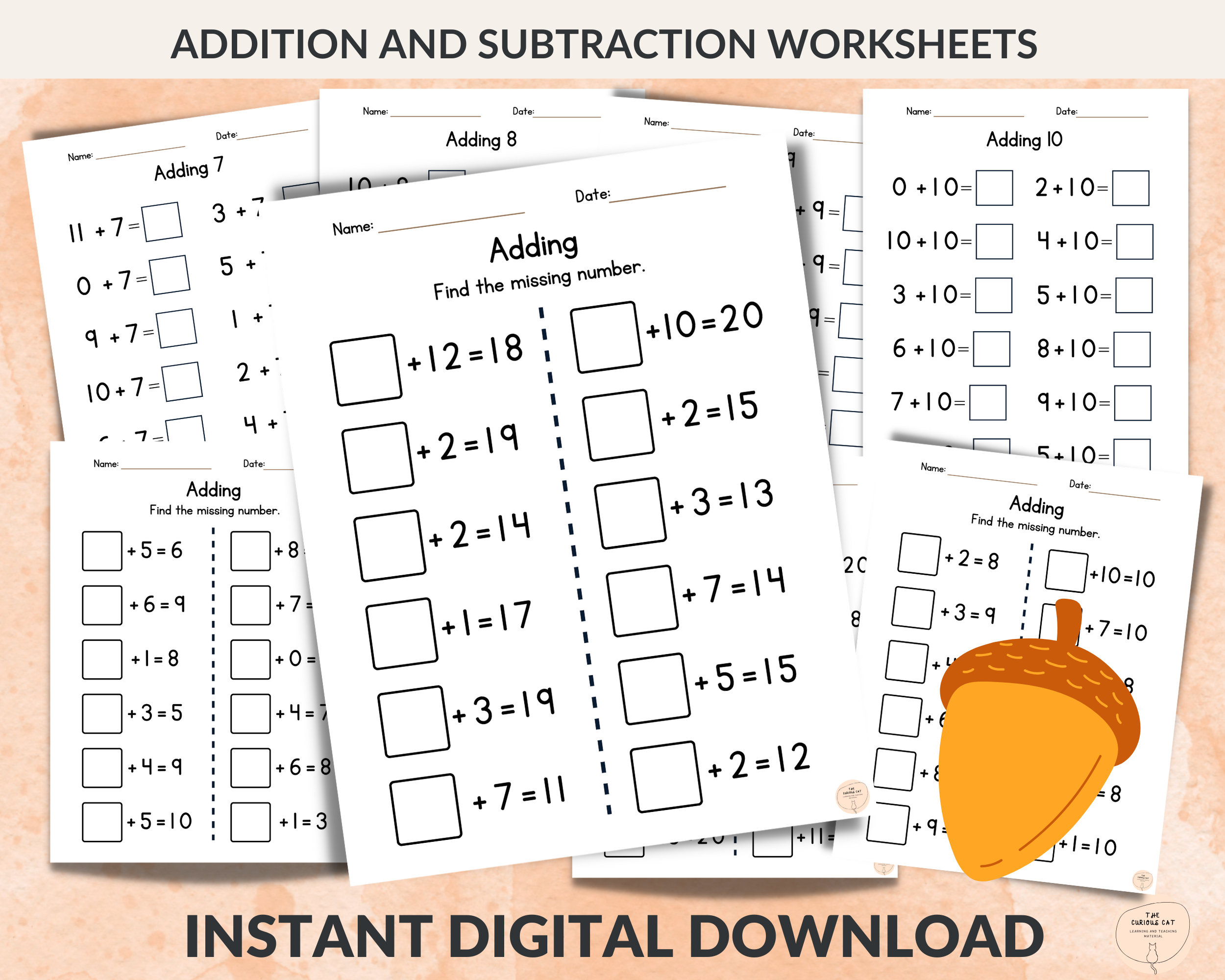 Addition and Subtraction Worksheets 1st Grade Maths - Etsy