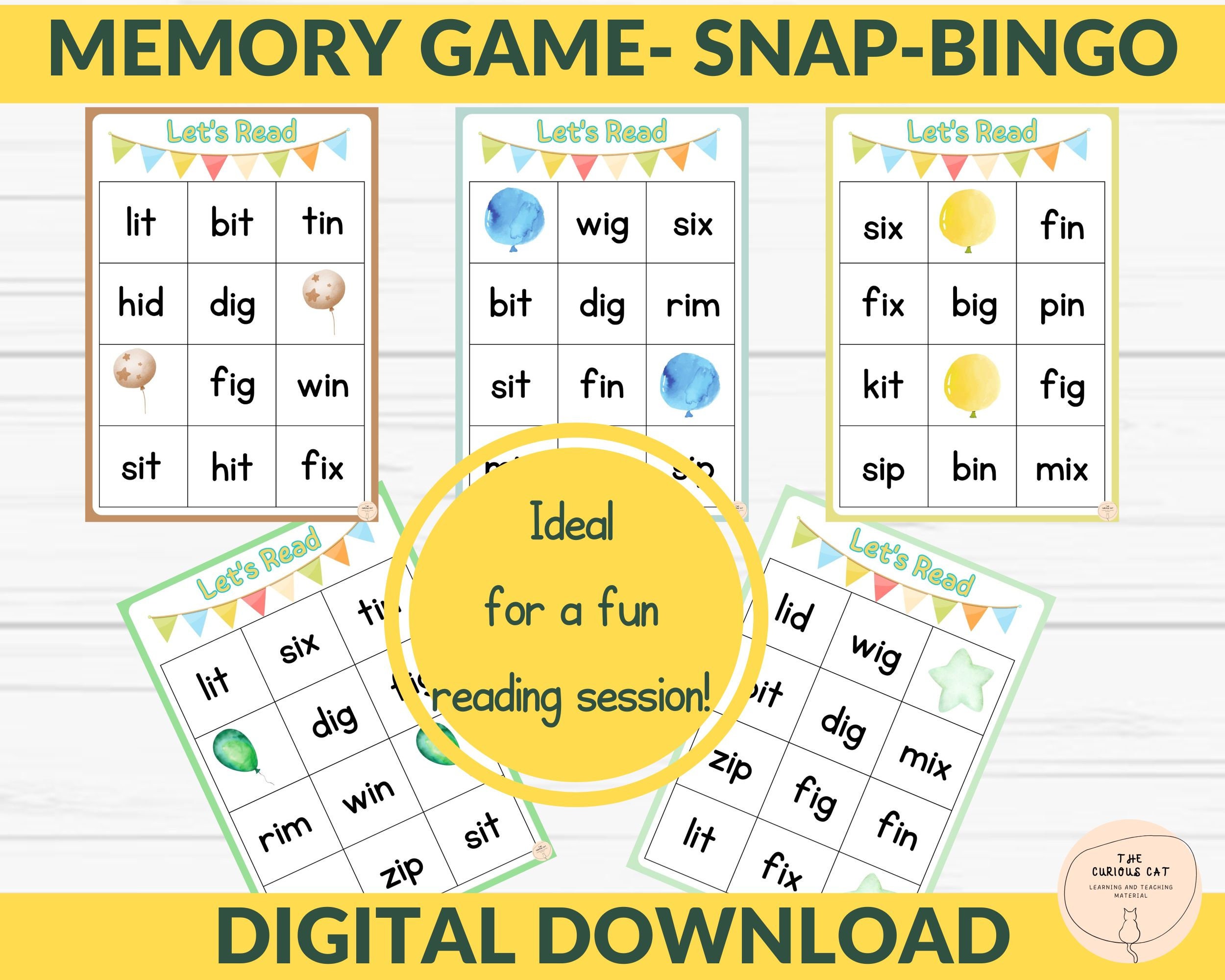 CVC Bingo and Card Games, Printable Bingo Cards and Games, Phonemic ...