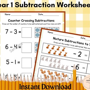 Bundle Subtraction Printables for Year 1/ Subtraction Practice/ Year 1 ...
