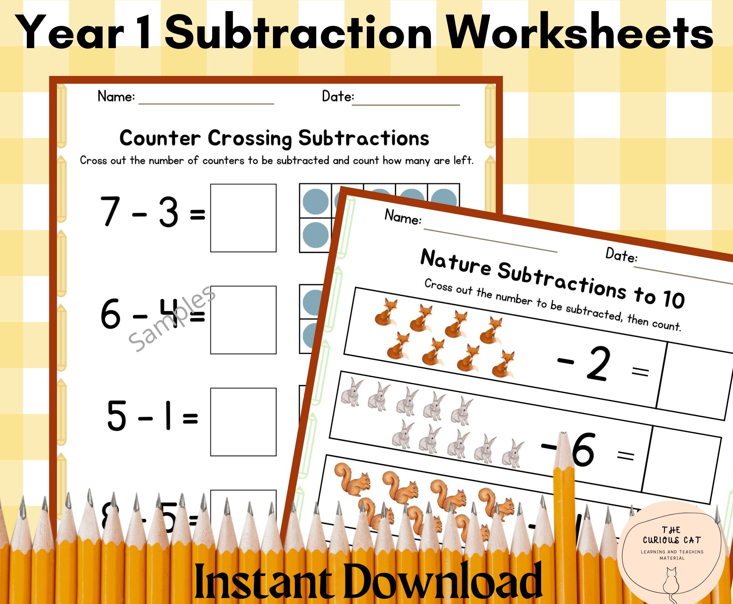Bundle Subtraction Printables for Year 1/ Subtraction Practice/ Year 1 ...