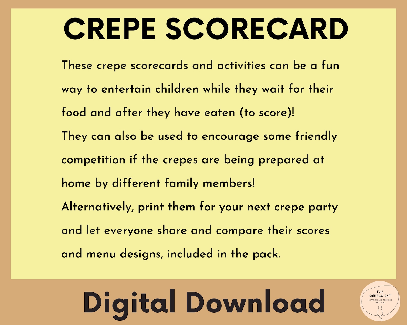 Kids Worksheet, Crepe Rating Activity, Pajama Party Activity Idea ...