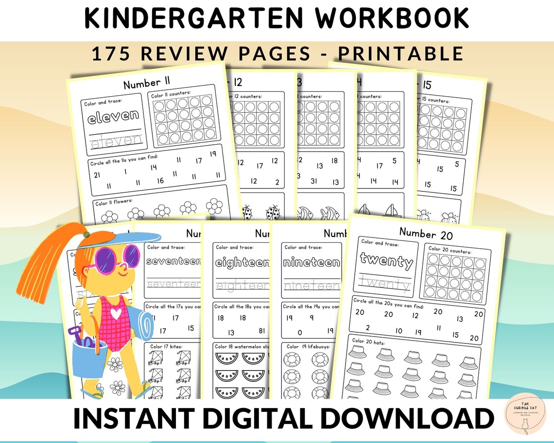 Printable Kindergarten Summer Workbook, Educational Activities for ...