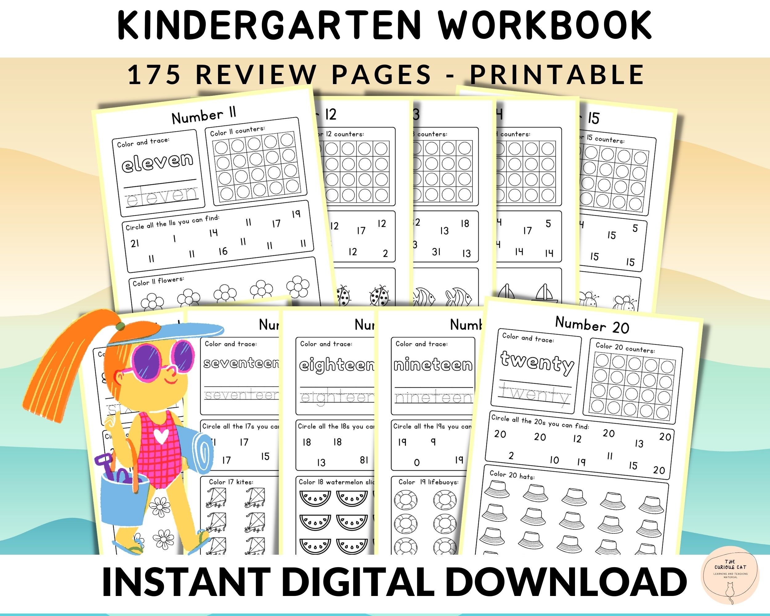 Printable Kindergarten Summer Workbook, Educational Activities for ...
