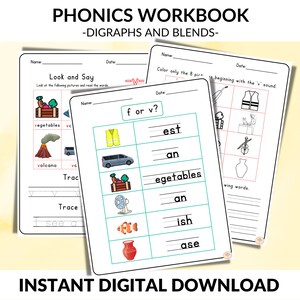 Phonics Worksheets for 2nd Grade, Spelling, Digraphs and Blends ...