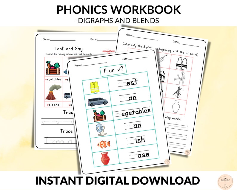 Phonics Worksheets for 2nd Grade, Spelling, Digraphs and Blends ...