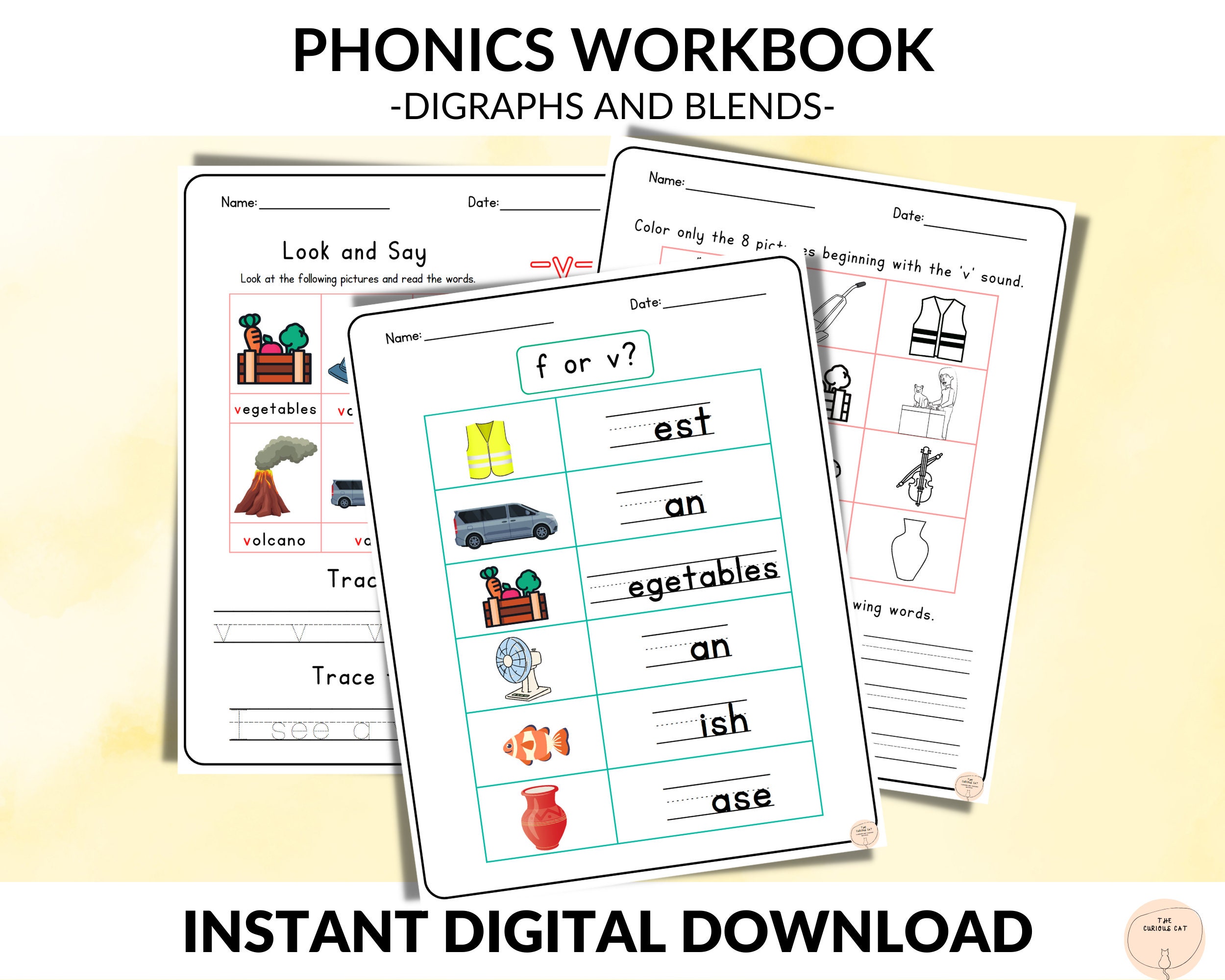 Phonics Worksheets for 2nd Grade, Spelling, Digraphs and Blends ...