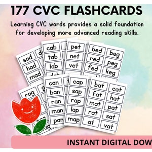 CVC Phonics Flashcards Cvc Word Kindergarten Phonics Phonemic Awareness ...