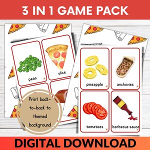 Printable Pizza Games, Pizza Bingo, Snap and Memory Game, Printable ...