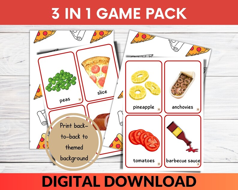 Printable Pizza Games, Pizza Bingo, Snap and Memory Game, Printable ...