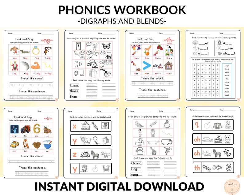 Phonics Worksheets for 2nd Grade, Spelling, Digraphs and Blends ...